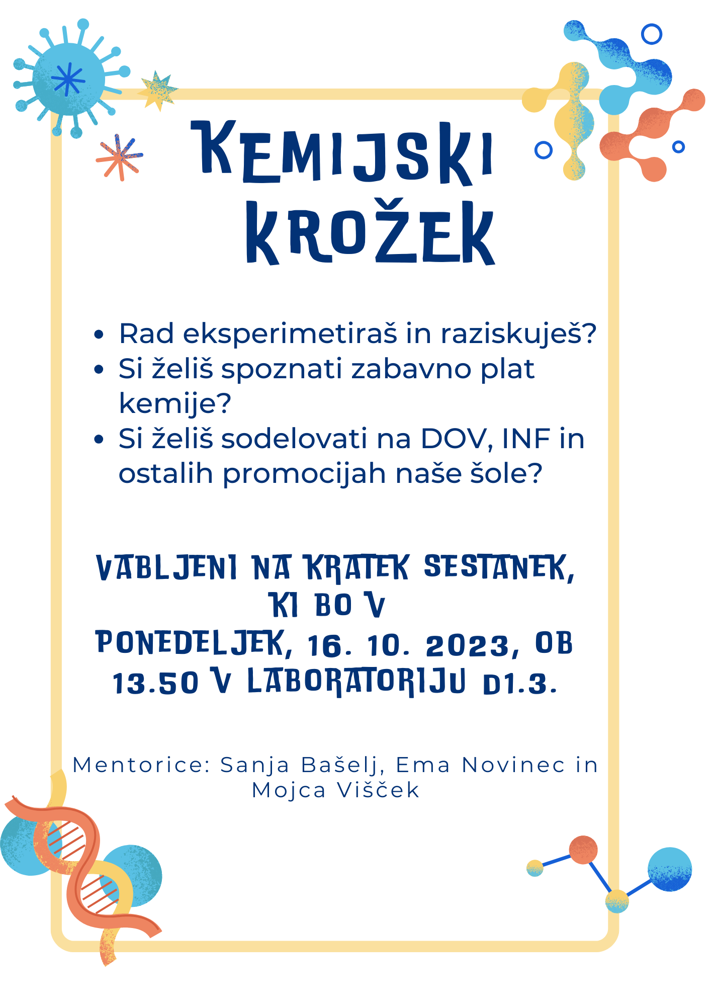 Kemijski krožek vabi | Srednja zdravstvena in kemijska šola